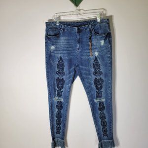 Coco + Carmen | Jeans | Coco Carmen Distressed Embroidered Denim Blue ...